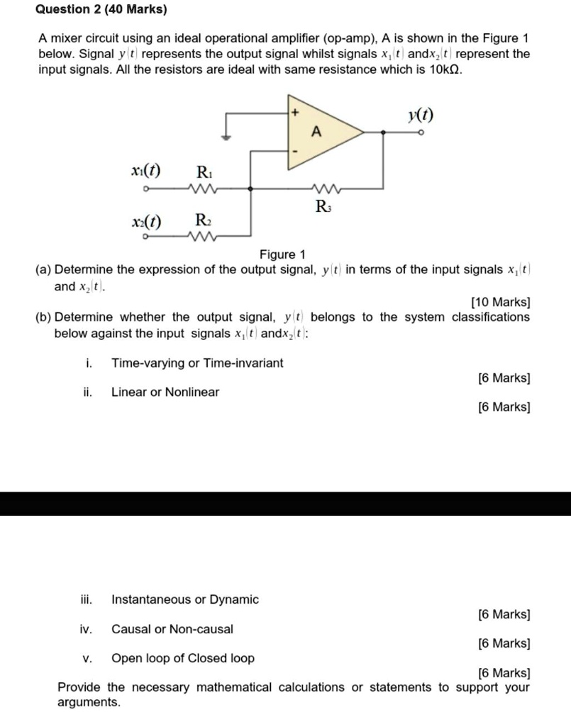 Solved Question 2 40 Marks A Mixer Circuit Using An Ideal