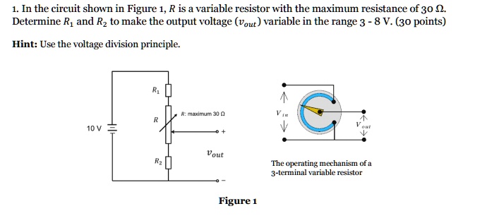 SOLVED: In the circuit shown in Figure 1, R is a variable resistor with the maximum resistance ...