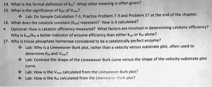 SOLVED: What is the formal definition of Km? What other meaning is ...
