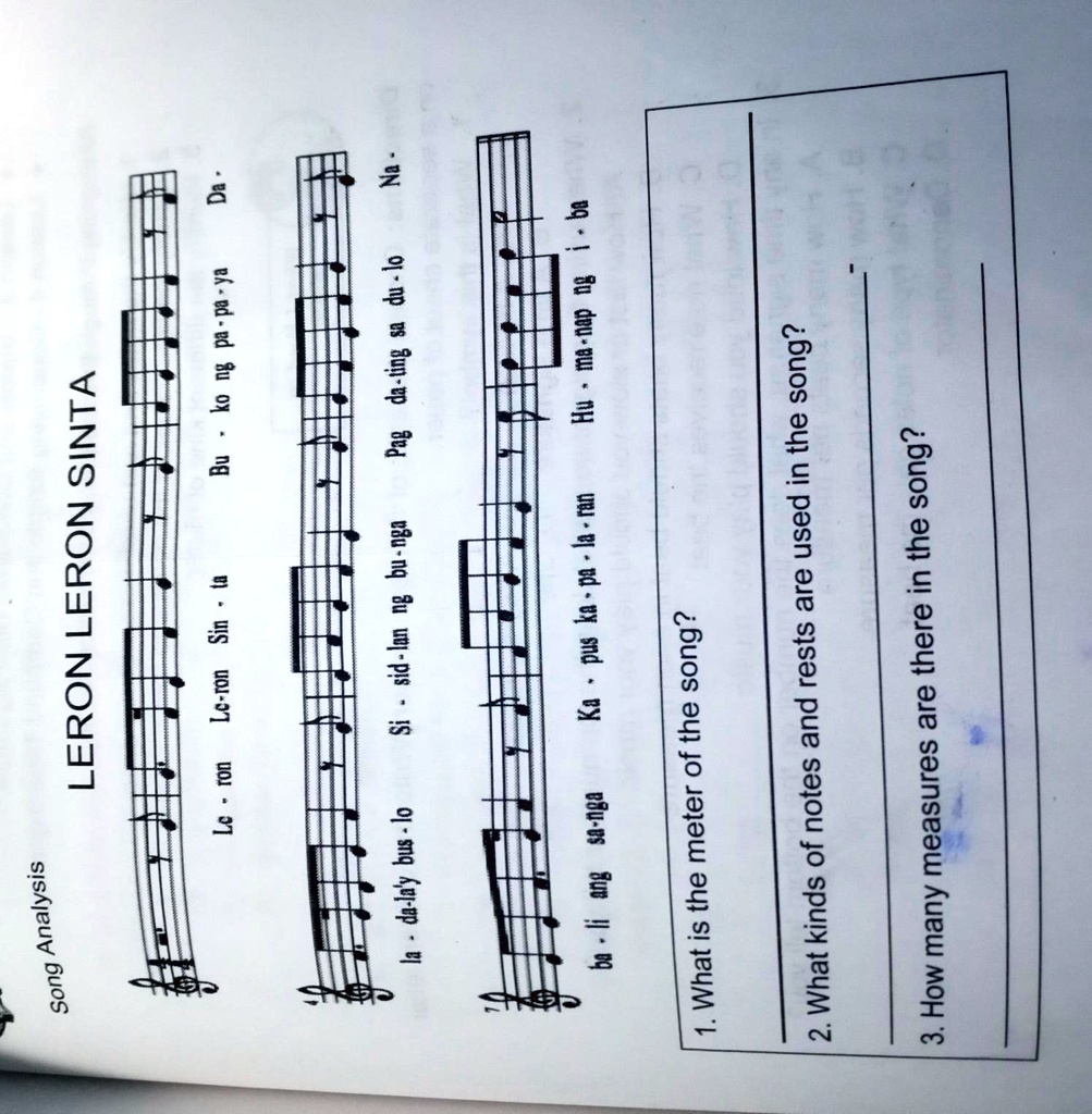 SOLVED: 'leron leron sinta buko ng papaya dala dalay buslo sisidlan ng ...