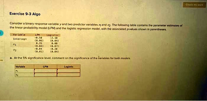 Solved Exercise 9 3 Algo Consider A Binary Response Variable Y And Two Predictor Variables X₁ 7696