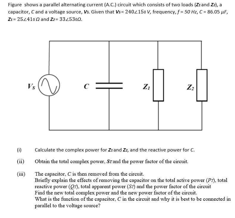 figure shows a parallel alternating currentac circuit which consists of two loadszand z2 a ...