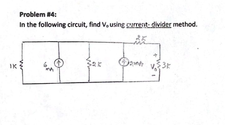 SOLVED: Problem #4: In the following circuit, find V using the current ...