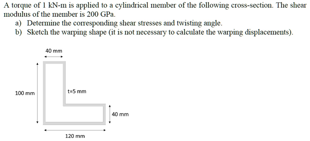 SOLVED: A torque of 1 kN-m is applied to a cylindrical member of the ...