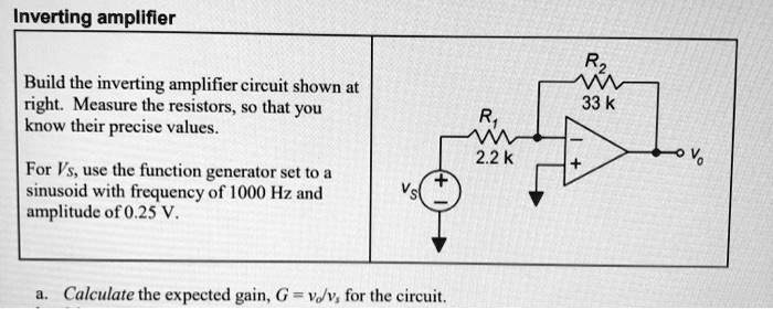 SOLVED: Calculate gain in this inverting amplifier Inverting amplifier ... SOLVED: Calculate gain in this inverting amplifier Inverting amplifier ...