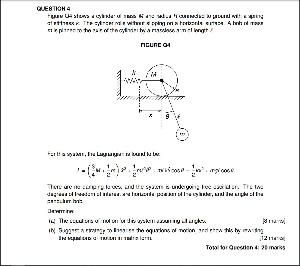 SOLVED: QUESTION 4 Figure Q4 shows a cylinder of mass M and radius R ... SOLVED: QUESTION 4 Figure Q4 shows a cylinder of mass M and radius R ...