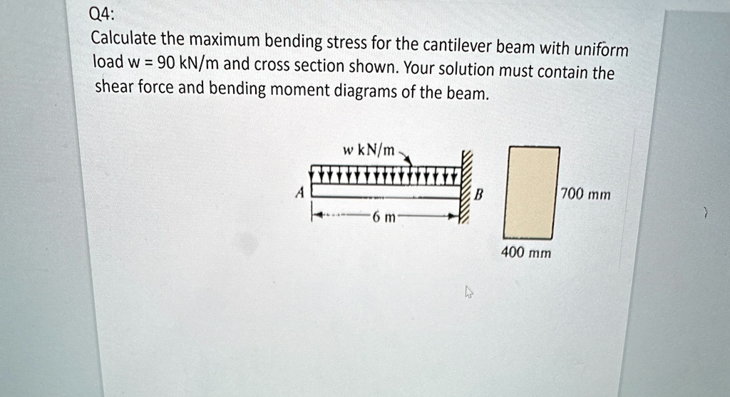 q4 calculate the maximum bending stress for the cantilever beam with ...