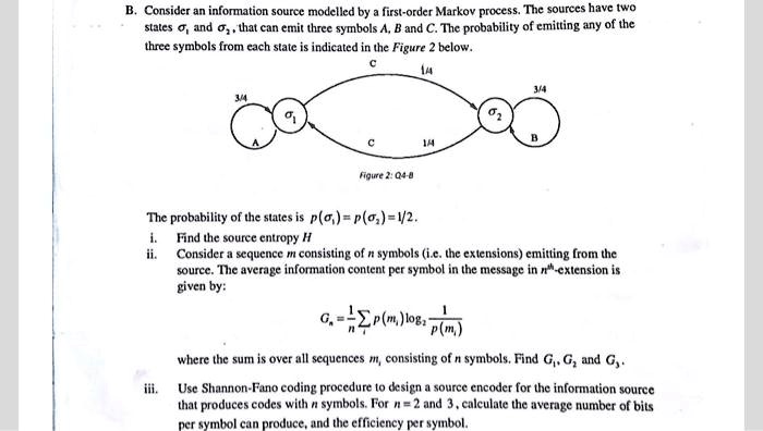 SOLVED: Consider an information source modeled by a first-order Markov ...
