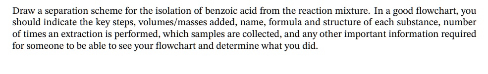 Draw a separation scheme for the isolation of benzoic acid from the reaction mixture. In a good ...