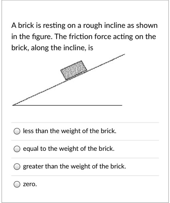 SOLVED: A brick is resting on a rough incline as shown in the figure ...