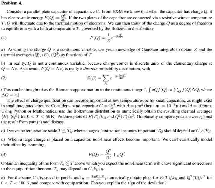 problem 4 consider a parallel plate capacitor of capacitance c from em we know that when the ...