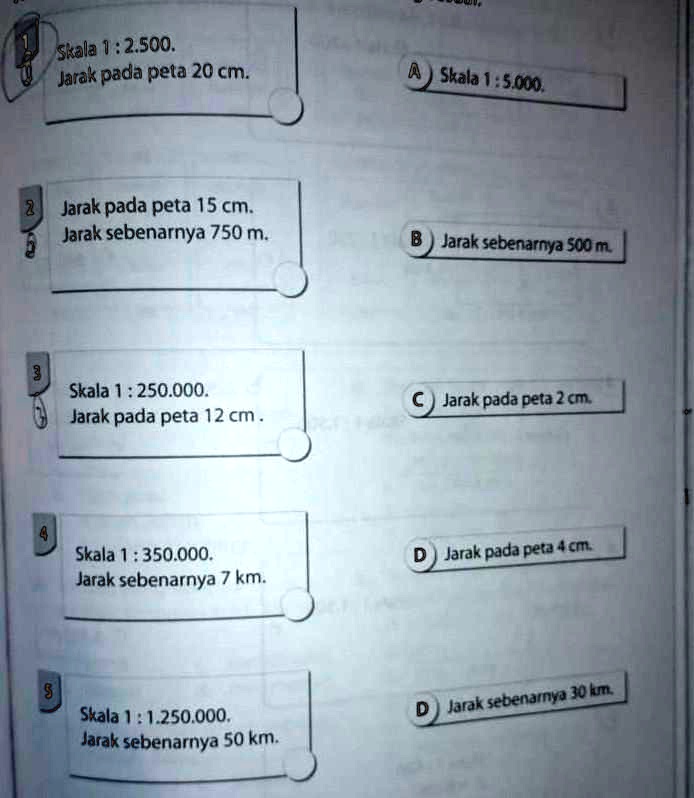 SOLVED: kak kalo jawab aku follow Skala 1;2.500. Jarak 'pada peta 20 cm ...