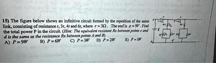 15) The figure below shows an infinitive circuit formed by the ...