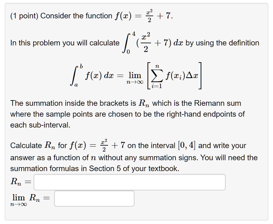 Solved Point Consider The Function Fa 2 7 22 In This Problem You Will Calculate 7 Da 