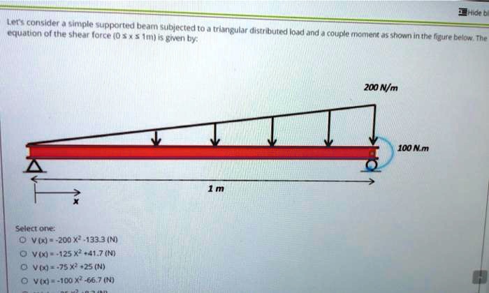 SOLVED: Hide b Let's consider a simple Supported beam subjected to a triangular distributed load ...