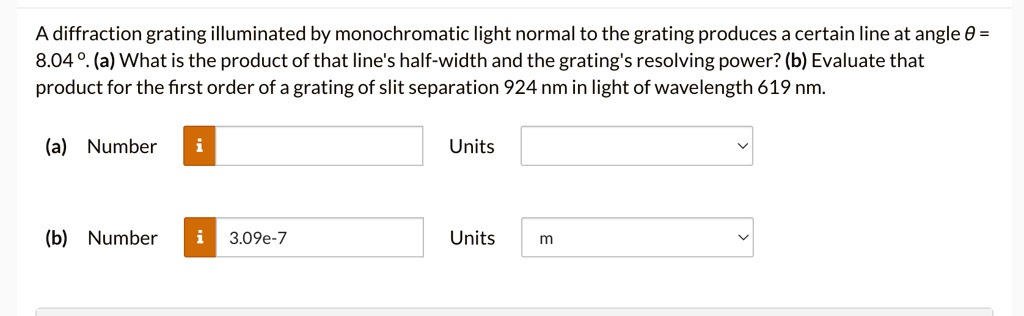 a diffraction grating illuminated by monochromatic light normal to the ...