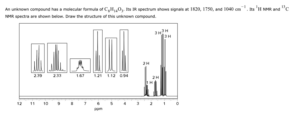 an unknown compound has a molecular formula of c8h14o3 its ir spectrum ...