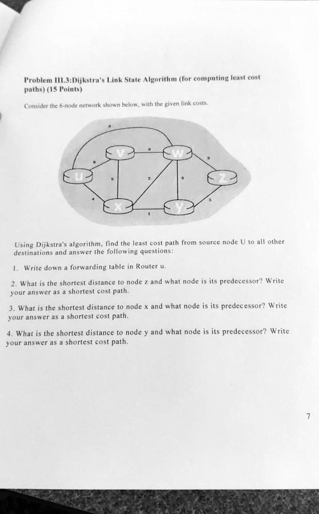 Solved Problem Iii3 Dijkstras Link State Algorithm For Computing Least Cost Paths 15