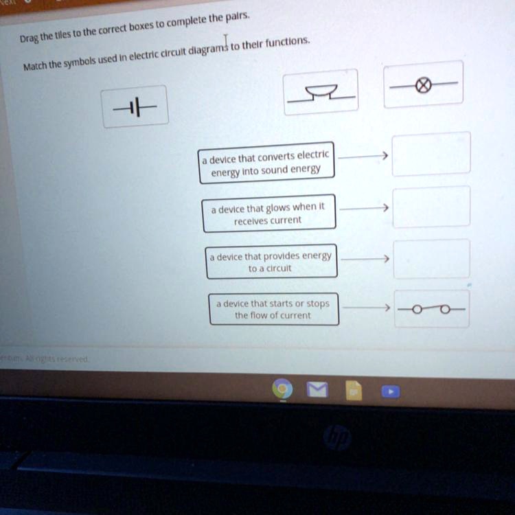 SOLVED: Urgent!!! Match the symbols used in an electric circuit diagram ...