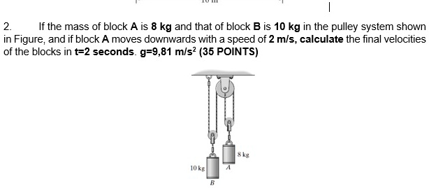 SOLVED: If the mass of block A is 8 kg and that of block B is 10 kg in the pulley system shown ...