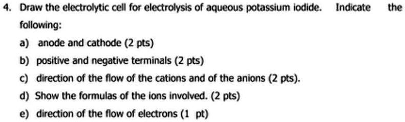 SOLVED: Draw the electrolytic cell for the electrolysis of aqueous ...