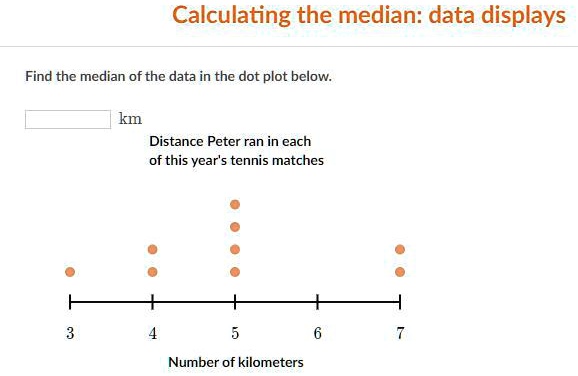 Calculating the median: data displays Find the median of the data in ...