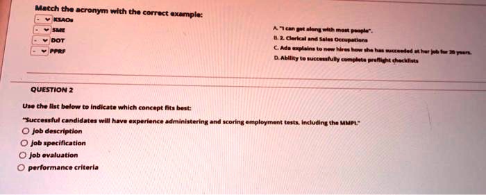 SOLVED: Match the acronym with the correct example: VKEAOS 2. Clerical ...
