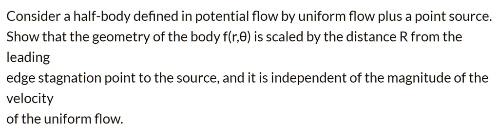 Consider a half-body defined in potential flow by uniform flow plus a ...