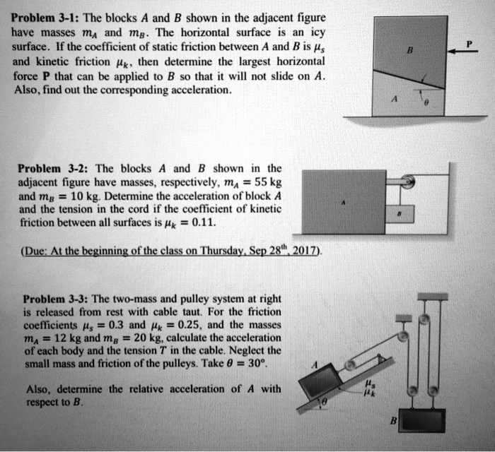 problem 3 1the blocks a and b shown in the adjacent figure have masses ...