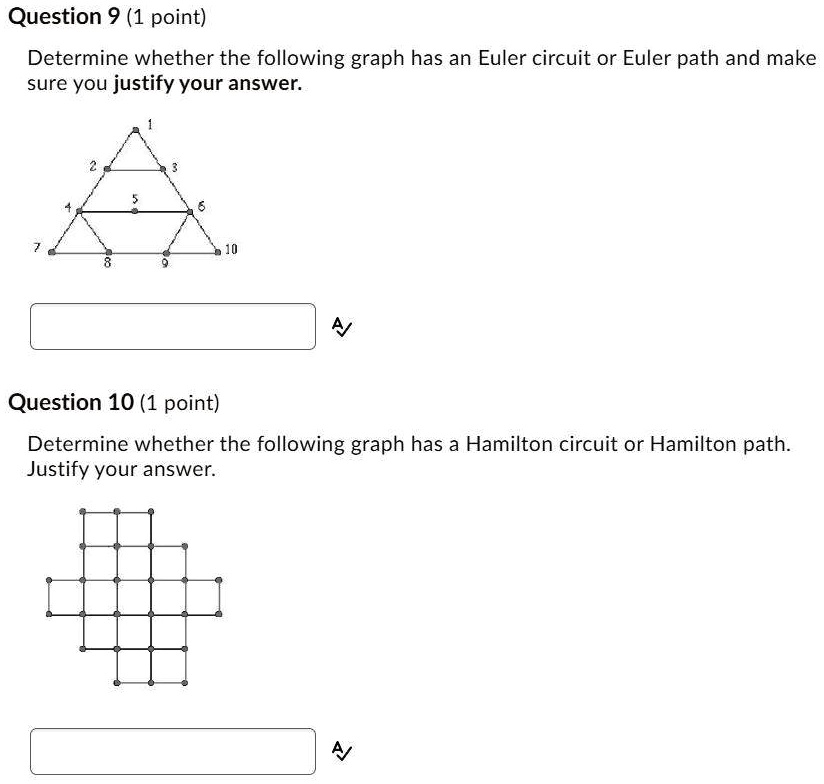 SOLVED: Question 9 (1 point) Determine whether the following graph has ... SOLVED: Question 9 (1 point) Determine whether the following graph has ...