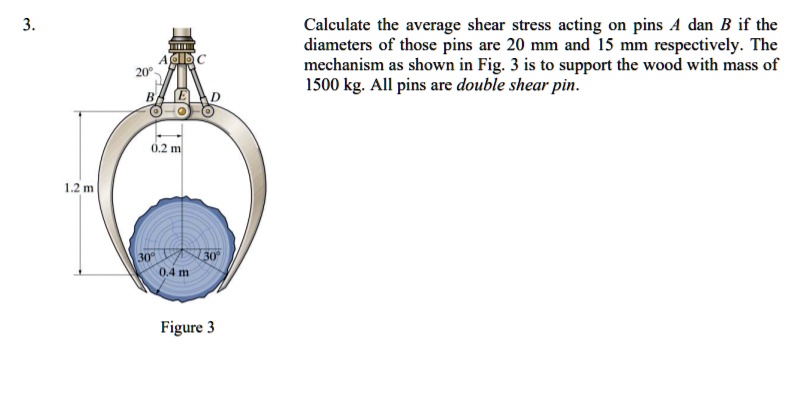 3. Calculate the average shear stress acting on pins A dan B if the ...