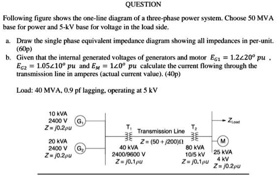 SOLVED: Following figure shows the one-line diagram of a three-phase power system. Choose 50 MVA ...