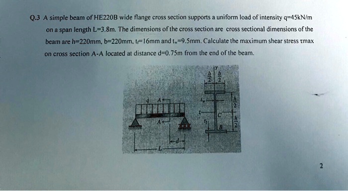 Q.3 A simple beam of HE220B wide flange cross section supports a ...