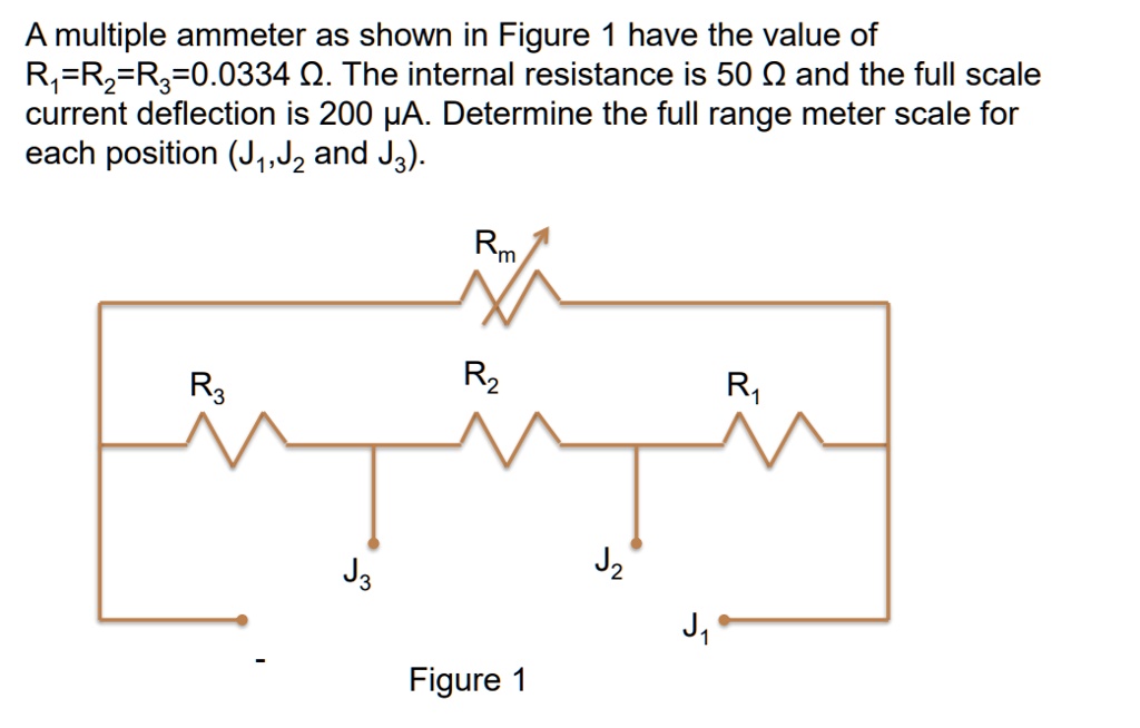 SOLVED: A multiple ammeter, as shown in Figure 1, has the value of R1 = R2 = R3 = 0.03349. The ...