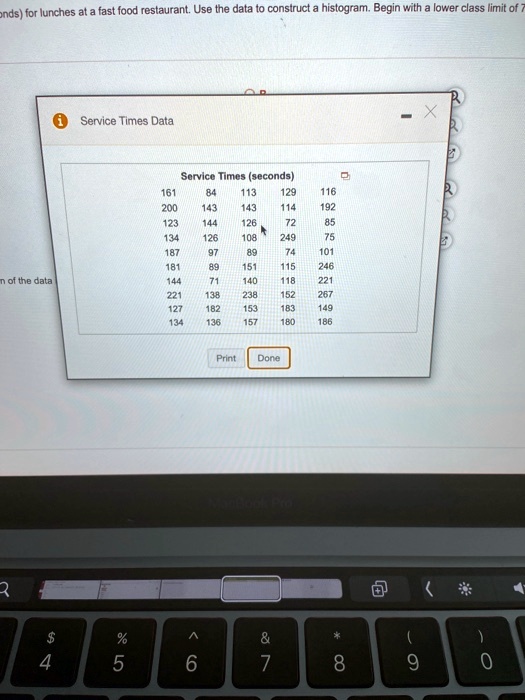 SOLVED:nds) for lunches ata fast food restaurant Use the data construct ...