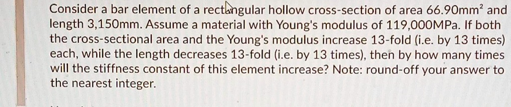 SOLVED: Consider a bar element of a rectangular hollow cross-section of ...