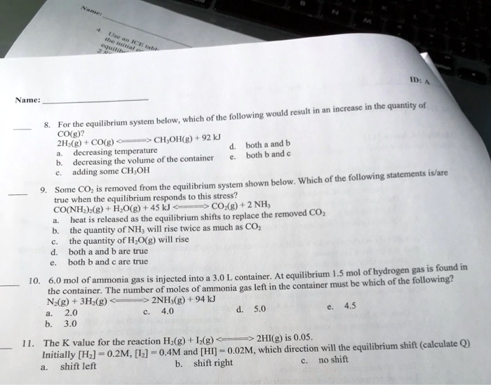 SOLVED: Mamr increase in the quantity of following would result in ...
