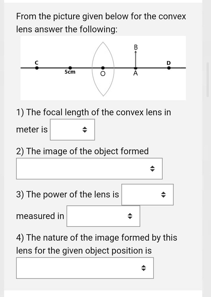 SOLVED:From the picture given below for the convex lens answer the ...