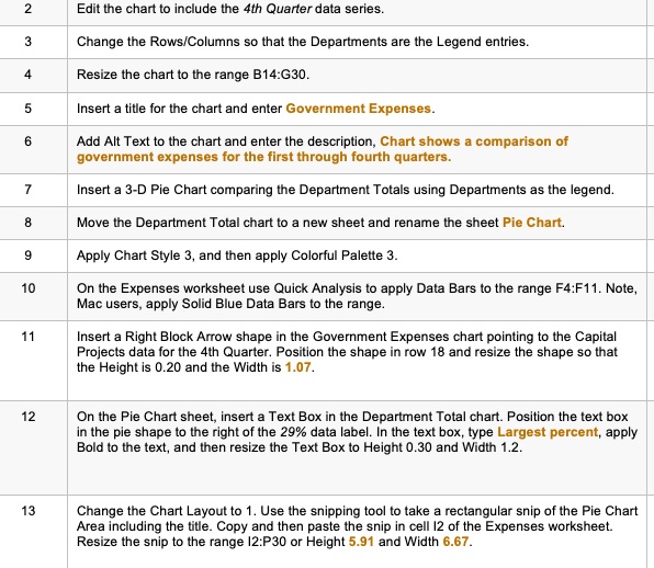 2 Edit the chart to include the 4th Quarter data series. 3 Change the ...