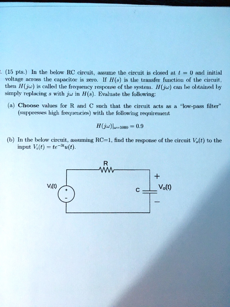 please show your steps for both parts 15 ptsin the below rc circuit assume the circuit is closed ...