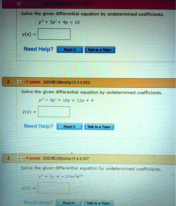 SOLVED: Solve the given differential equation by undetermined ...