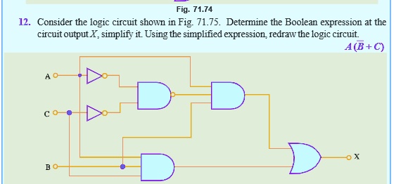 Fig. 71.74 12. Consider the logic circuit shown in Fig. 71.75. Determine the Boolean expression ...