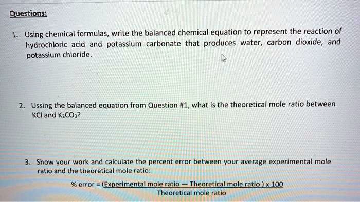 SOLVED: Using chemical formulas, write the balanced chemical equation to represent the reaction ...