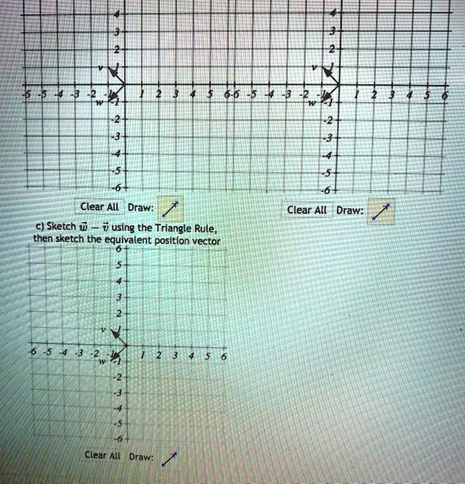 SOLVED: Clear All Drawr: Sketch w j using the Triangle Rule, then sketch the equivalent position ...