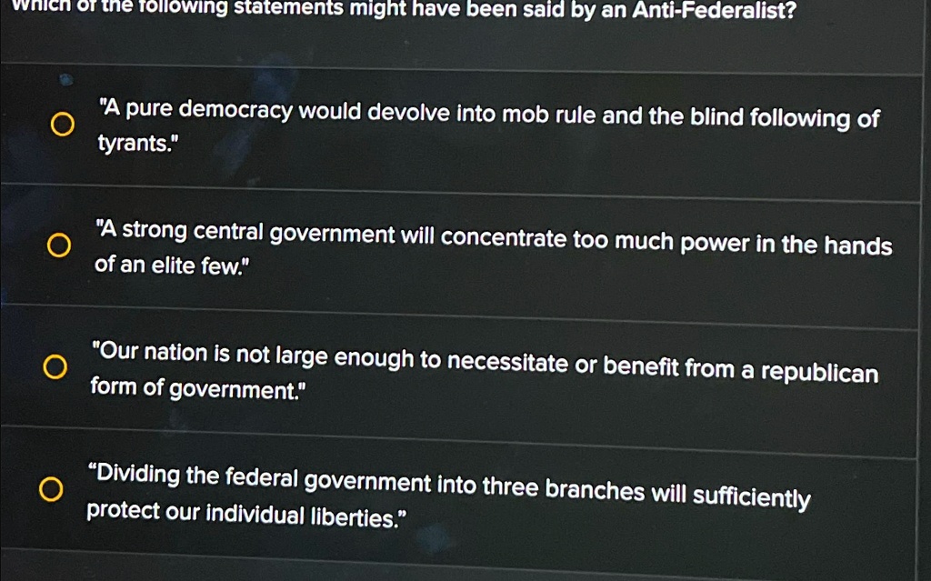 SOLVED: "A pure democracy would devolve into mob rule and the blind ...