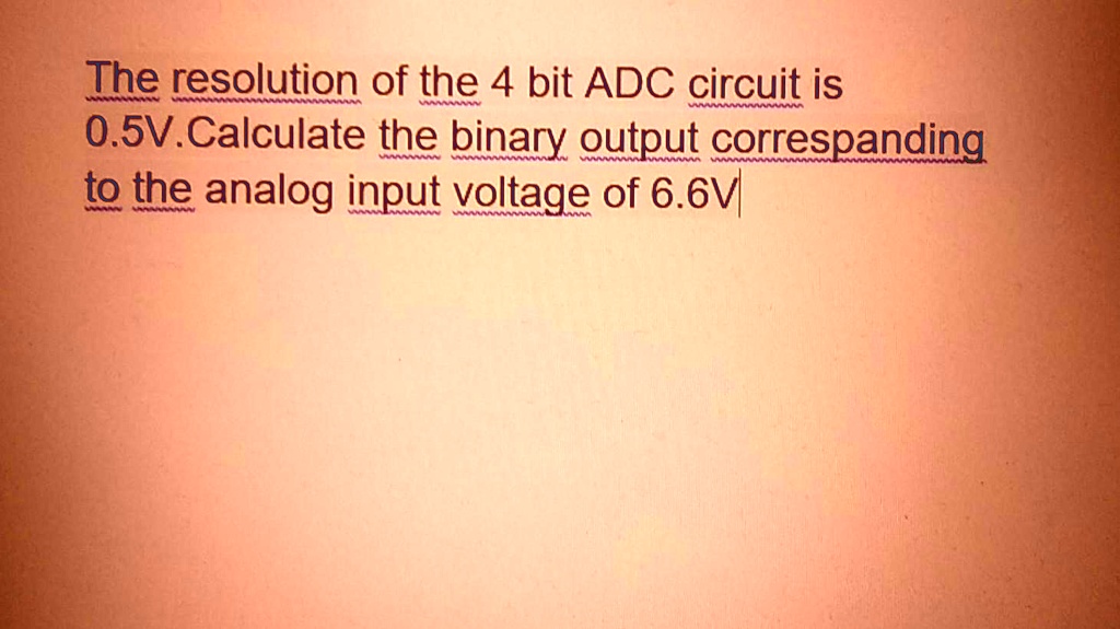 Solved The Resolution Of The 4 Bit Adc Circuit Is 05v Calculate The Binary Output 1548