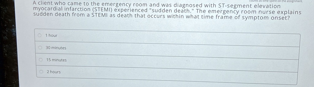 a client who came to the emergency room and was diagnosed with st ...