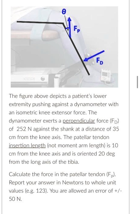 SOLVED: The figure above depicts a patient's lower extremity pushing ...
