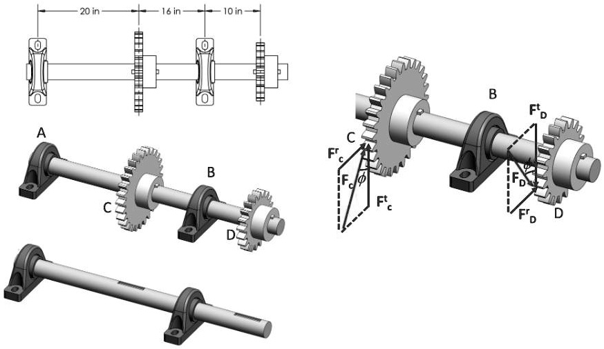 gears c and d with a pressure angle 20 are mounted on the shaft shown ...