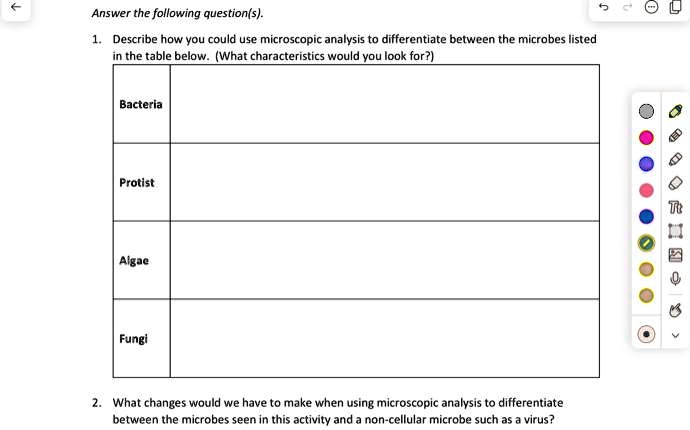 SOLVED: Answerthe following question(s). (-. 1. Describe how vou could ...